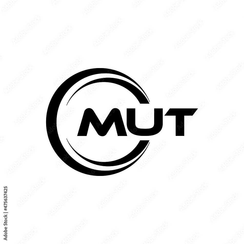 MUT letter logo design with white background in illustrator, vector ...