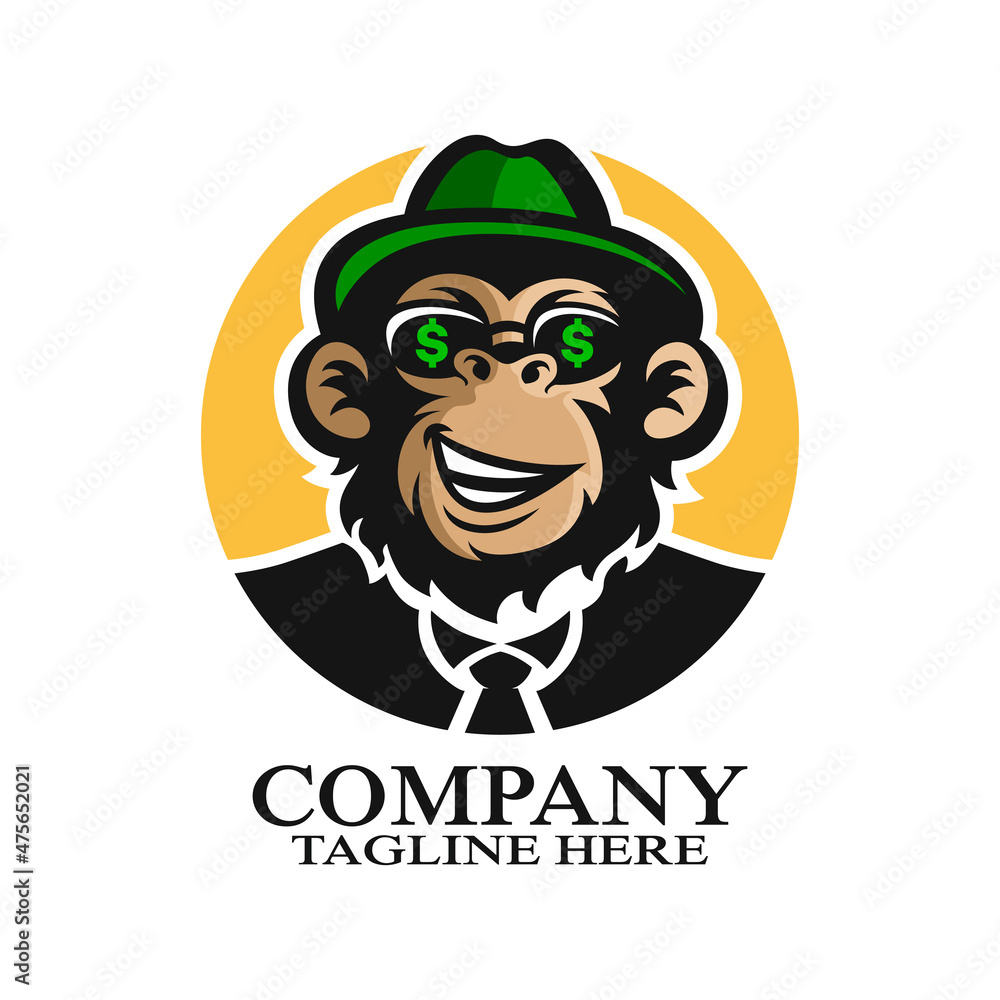 Modern ape coin logo. Vector illustration Stock Vector | Adobe Stock