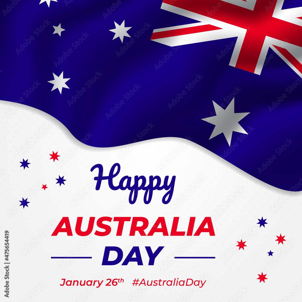 Australia Day January 26th waving flag illustration background design ...