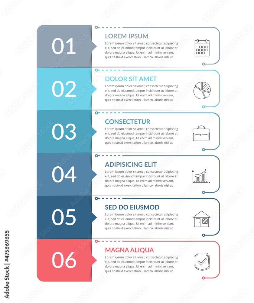 Infographic template with 6 steps, workflow, process chart Stock Vector ...