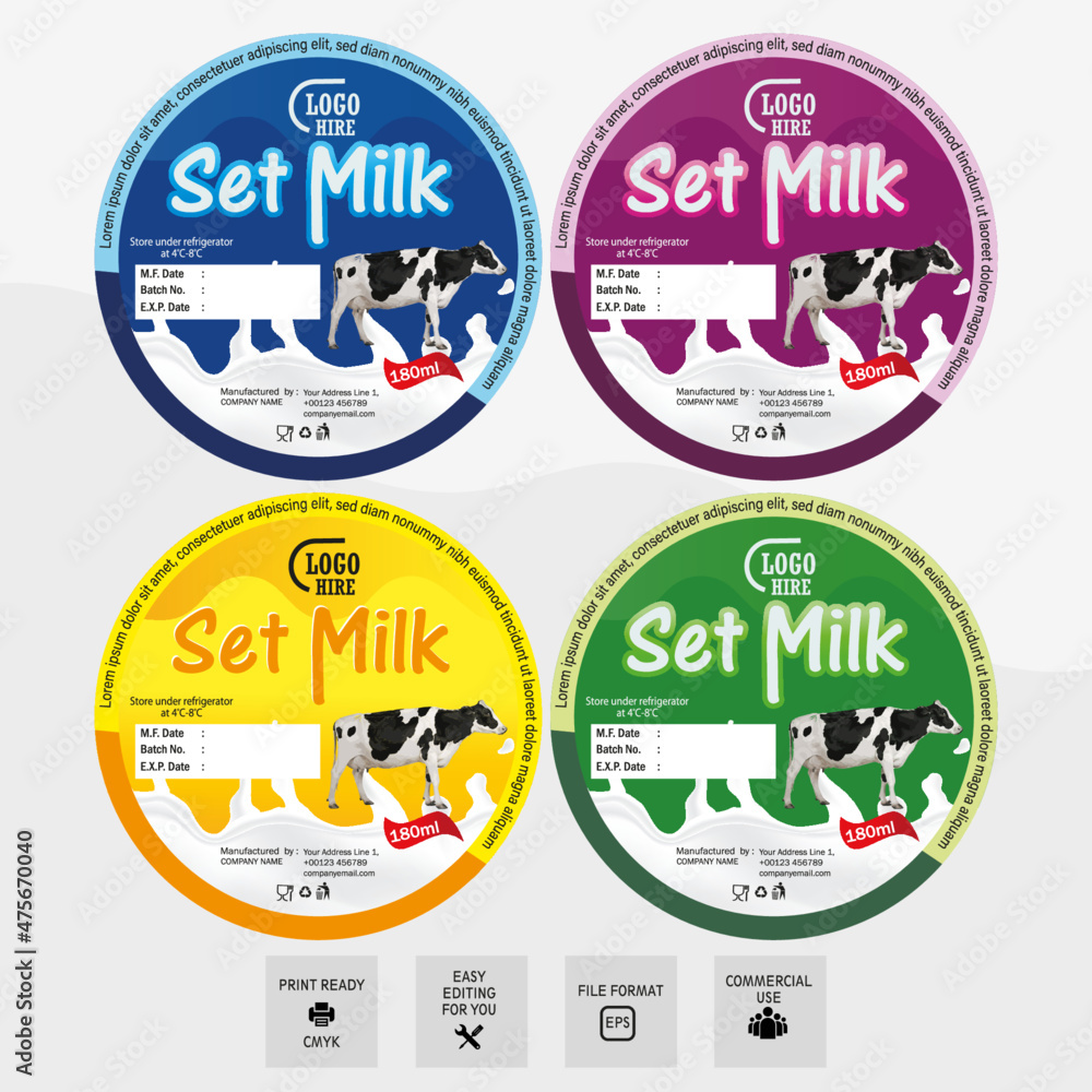 Milk products label design. set of labels and badges Stock Vector ...