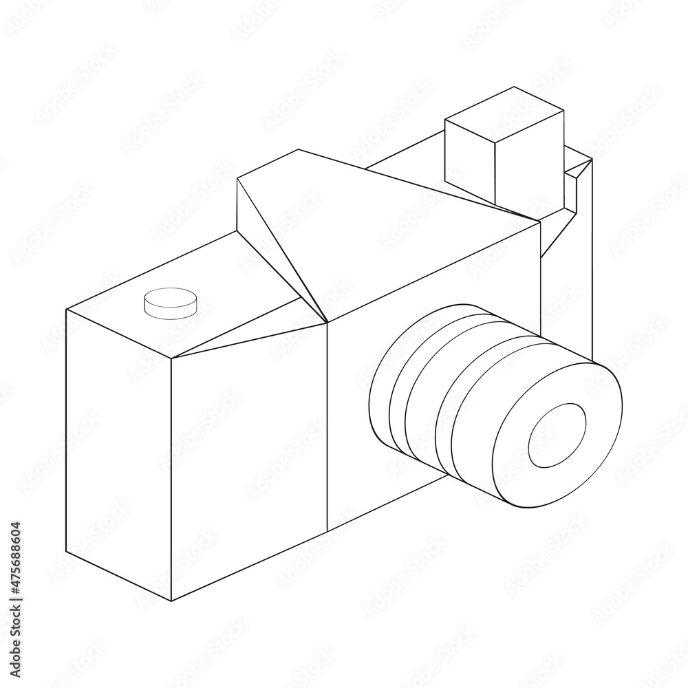 An outline vector illustration of a photo camera side view isolated on ...