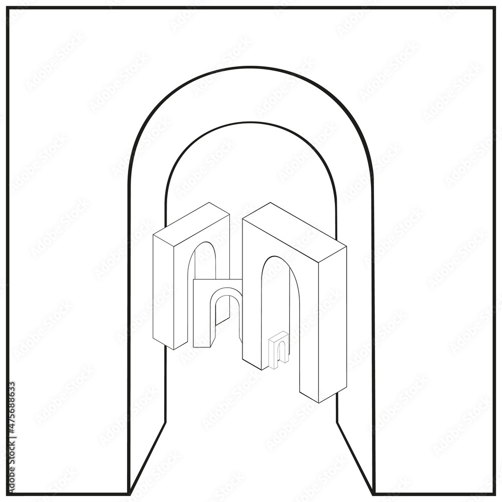 An outline vector illustration of arches isolated on transparent ...