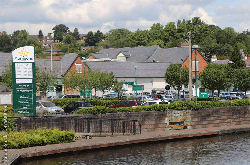 Welshpool, Powys, Wales, UK. June 10, 2019. The Morrisons supermarket ...