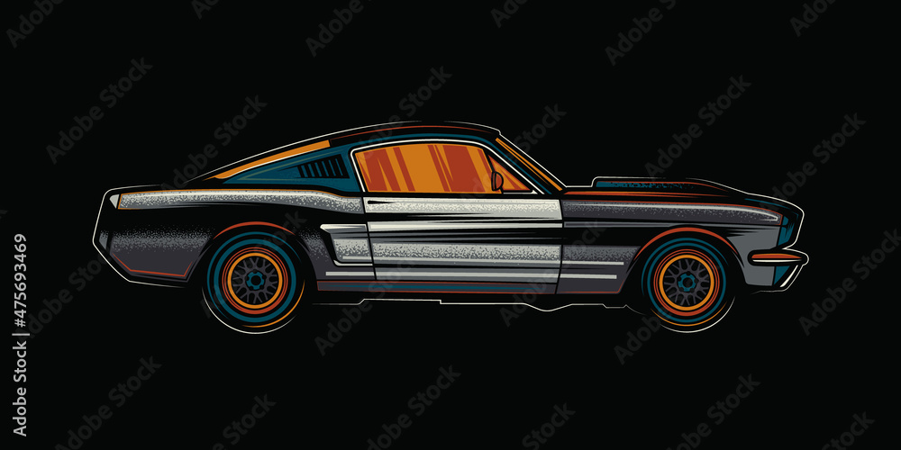 Original vector illustration. An old custom retro car. A design element ...