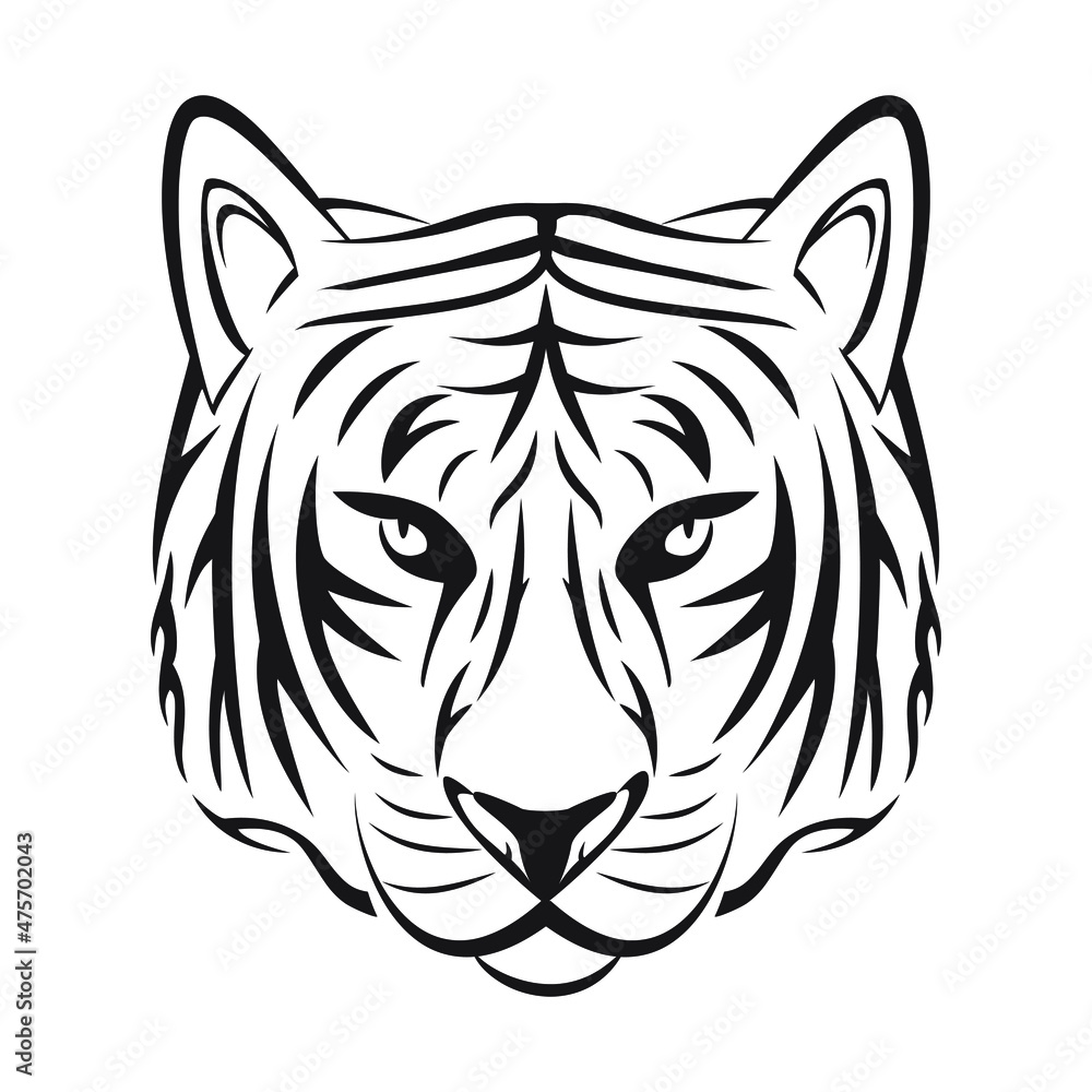 Line art vector of smart tiger face Stock Vector | Adobe Stock