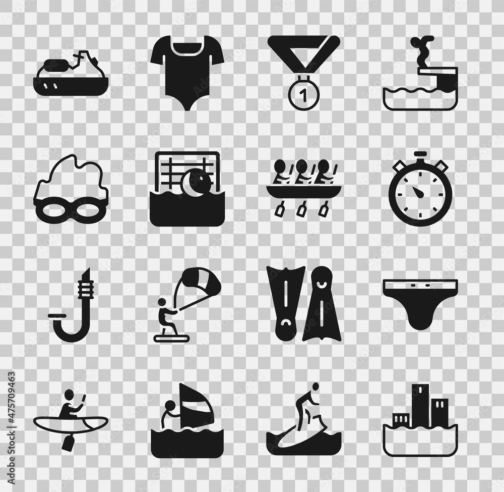 Set Winner podium, Swimming trunks, Stopwatch, Medal, Water polo ...