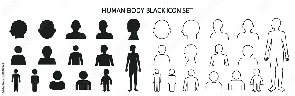 Simple human body silhouette set Stock Vector | Adobe Stock