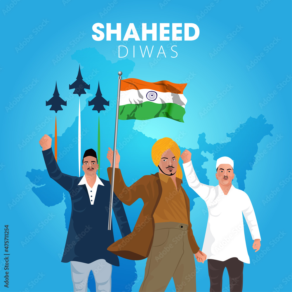 Vector illustration of Indian Martyrs' Day concept banner. Freedom ...