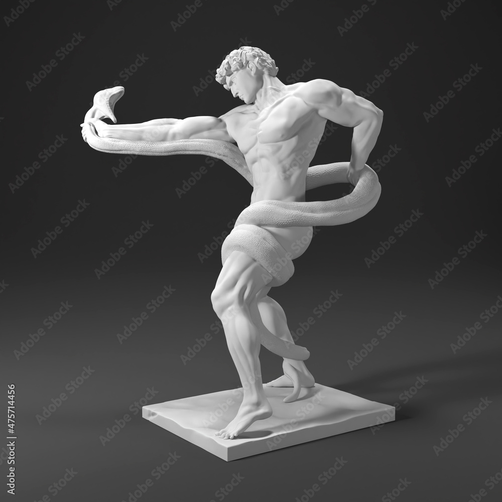 3D render art statue sculpture athlete wrestling python Frederic ...