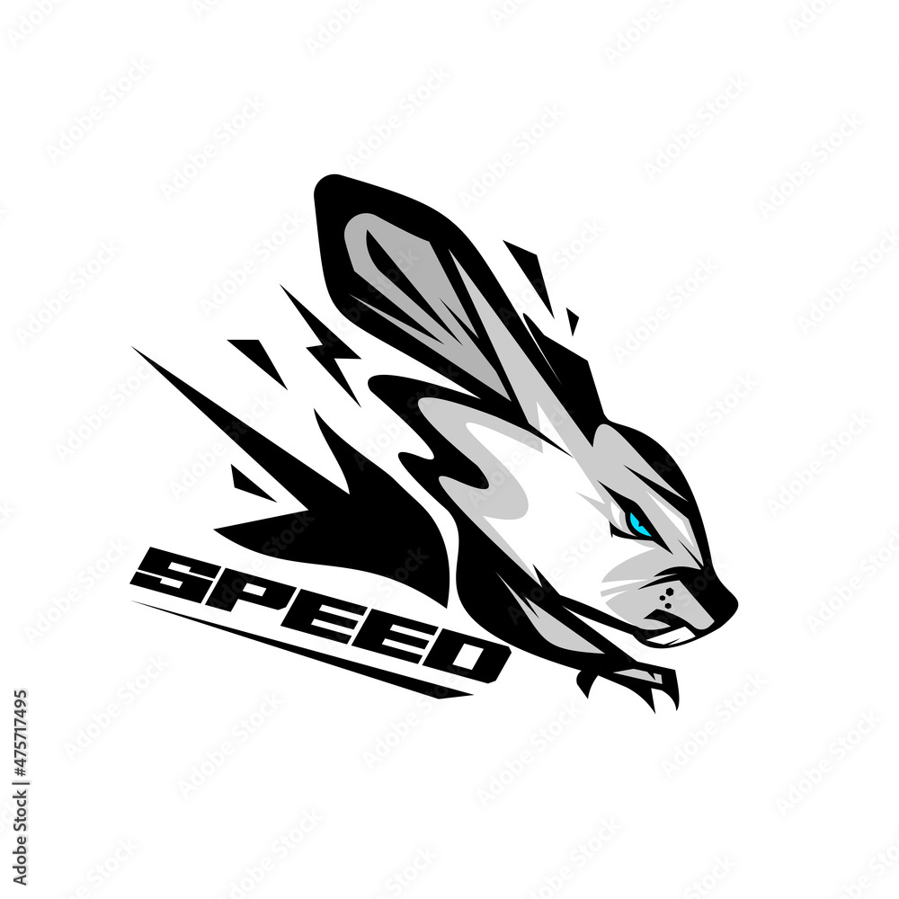 rabbit head speed logo sport Stock Vector | Adobe Stock