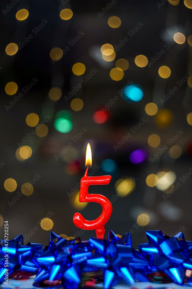 Number 5 Joyful greeting card for birthdays or anniversaries. This ...