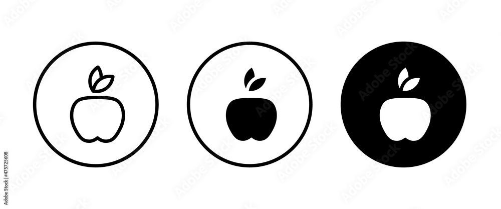 Apple vector icon. Apple fruit icons button, vector, sign, symbol, logo ...