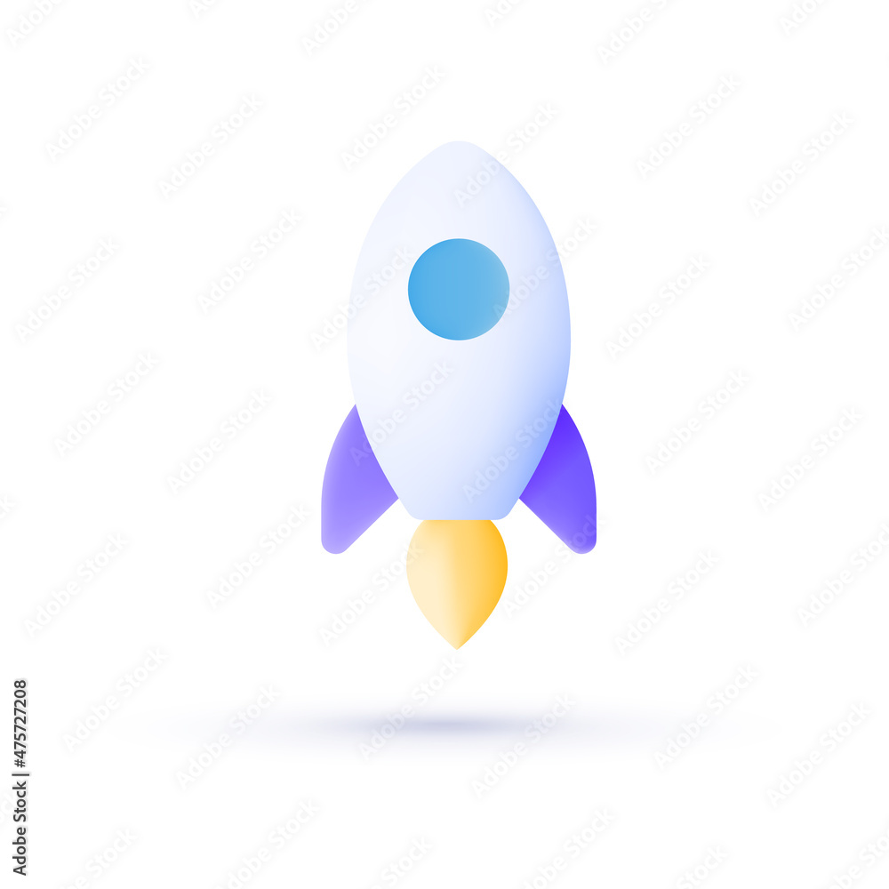 Realistic cover design. Innovation technology. 3d render. Rocket 3d ...