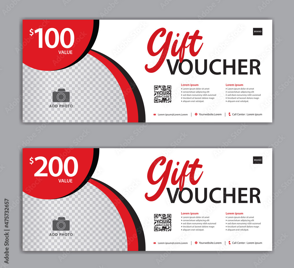 gift voucher design, Discount Voucher template on red background ...