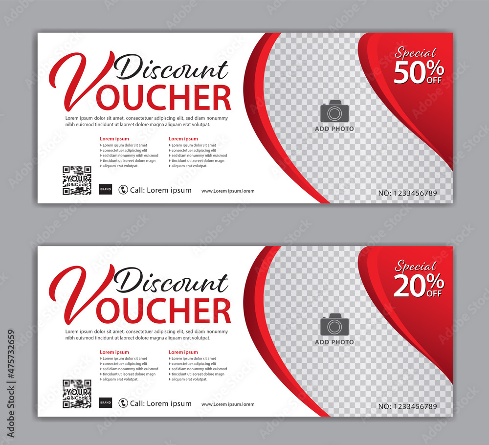 gift voucher design, Discount Voucher template on red background ...