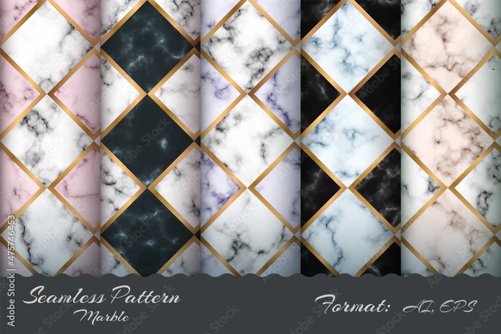 Set marble texture seamless pattern Stock Vector | Adobe Stock