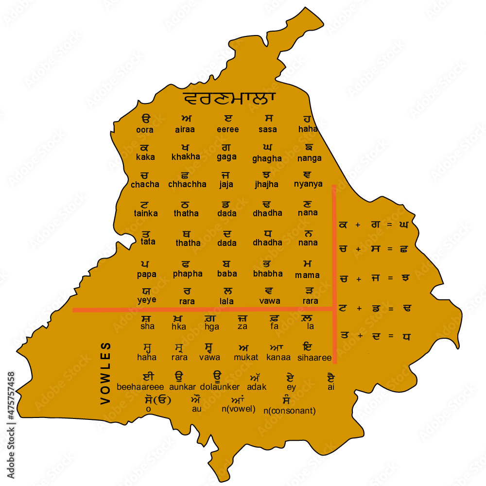 Punjab's map Stock Vector | Adobe Stock