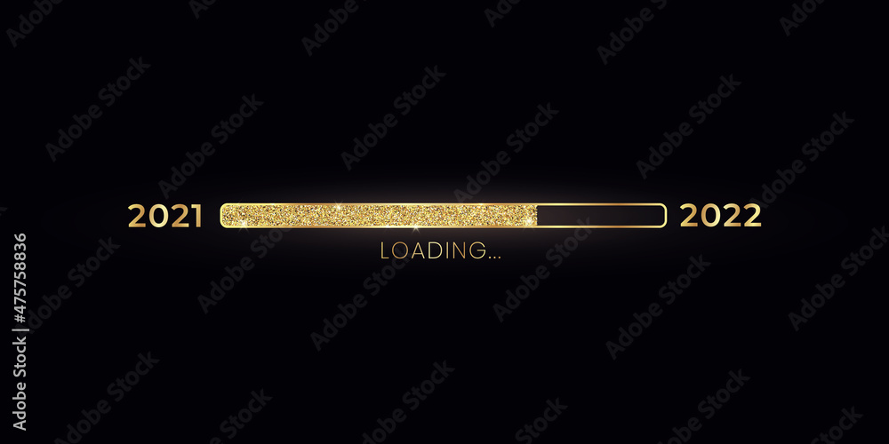 2022 New Year gold progress bar. Golden loading bar with glitter ... 2022 New Year gold progress bar. Golden loading bar with glitter ...