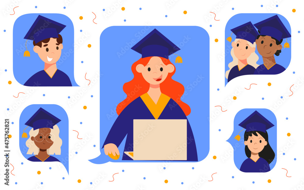 Students communicate via video communication celebrating their ...