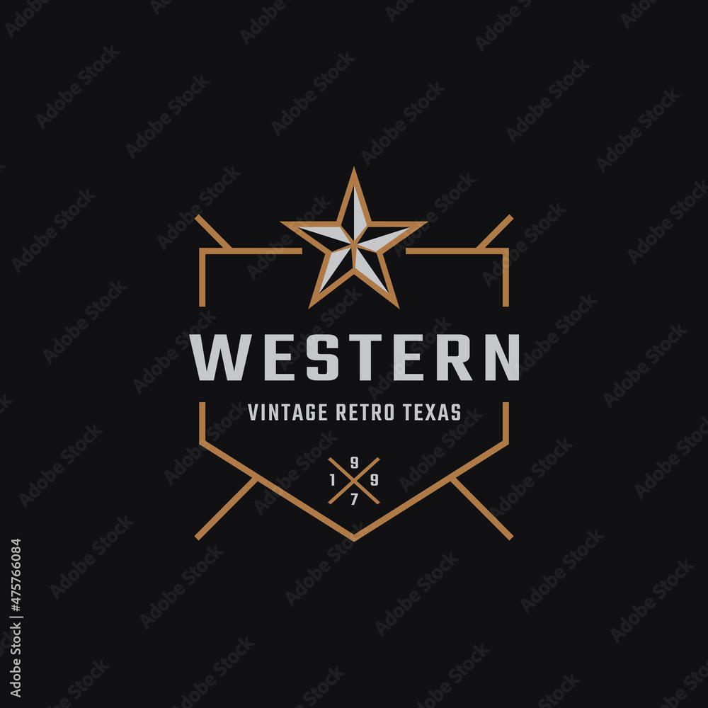Classic Vintage Retro Label Badge for Western Country Texas Logo Design ...