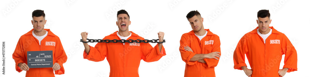 Collage with photos of prisoner on white background. Banner design ...