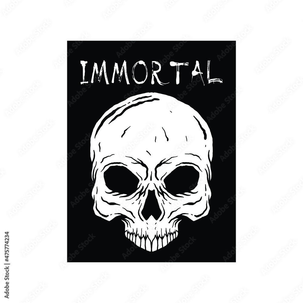 skull immortal,hand drawn illustrations. for the design of clothes ...