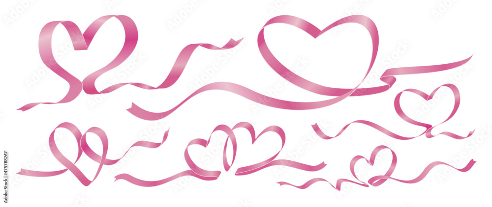 Heart ribbon on white background Valentines day vector illustration ...