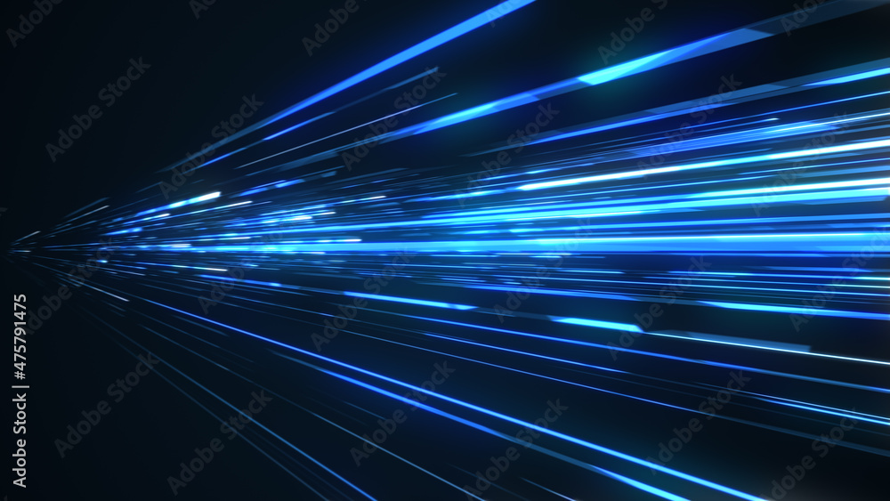 Digital Technology Stream Super Fast Speed Lines From Far Side ...