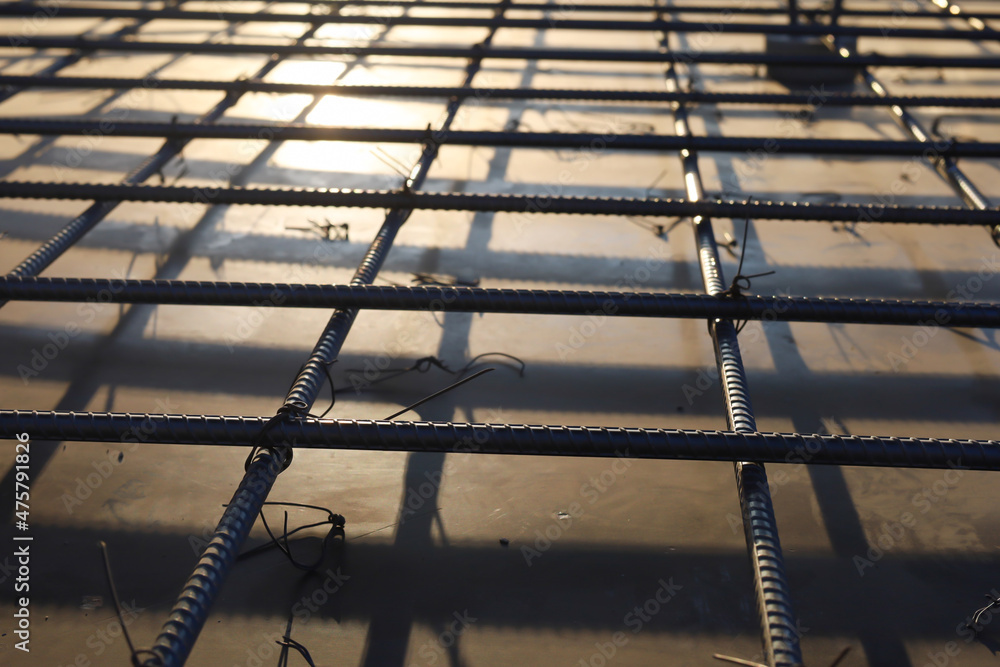 Reinforcement Steel Rod and deformed bar with rebar at construction ...