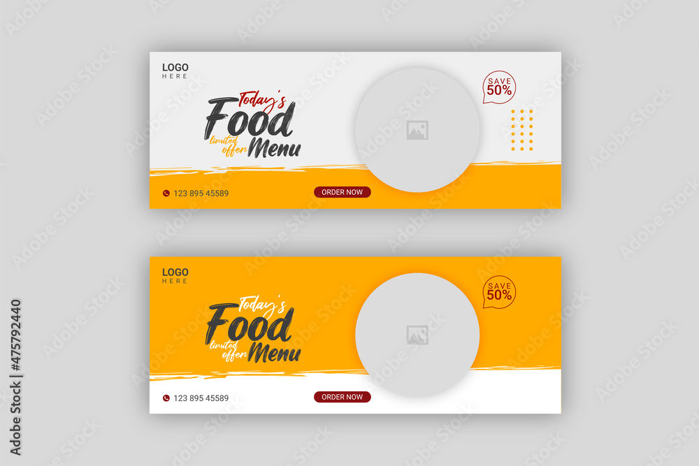 Food menu and restaurant facebook cover template Stock Vector | Adobe Stock