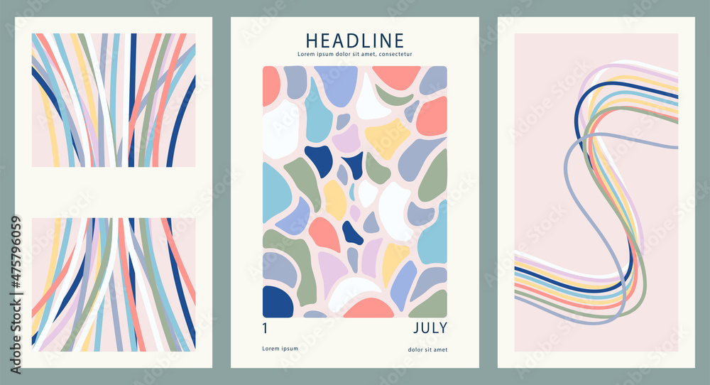 Set of three posters for typography, decor design, covers. Abstract ...