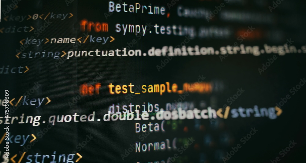 Software developer programming code. Abstract computer script coding ...