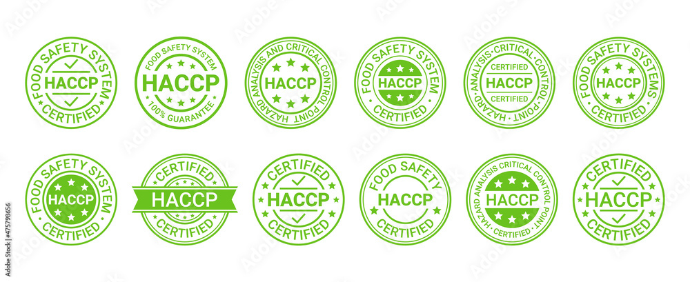 HACCP stamps. Food safety system badge. Certified emblem. Hazard ...