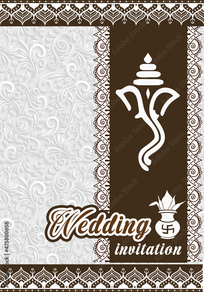 Indian Wedding Invitation Card with lord ganesha symbol Stock ...