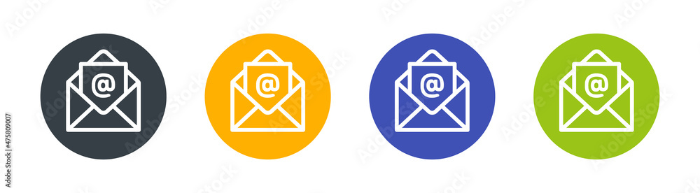Email icon set. Open envelope mail icon vector illustration Stock ...