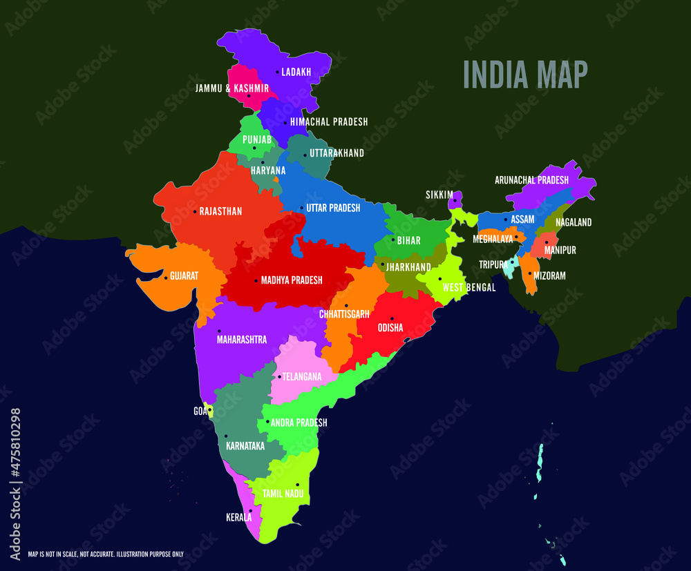 India map, Info graphics flat design, Indian map with states ...