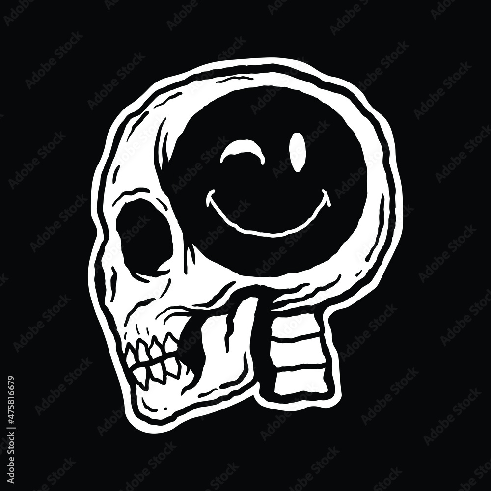 skull smile,hand drawn illustrations. for the design of clothes ...