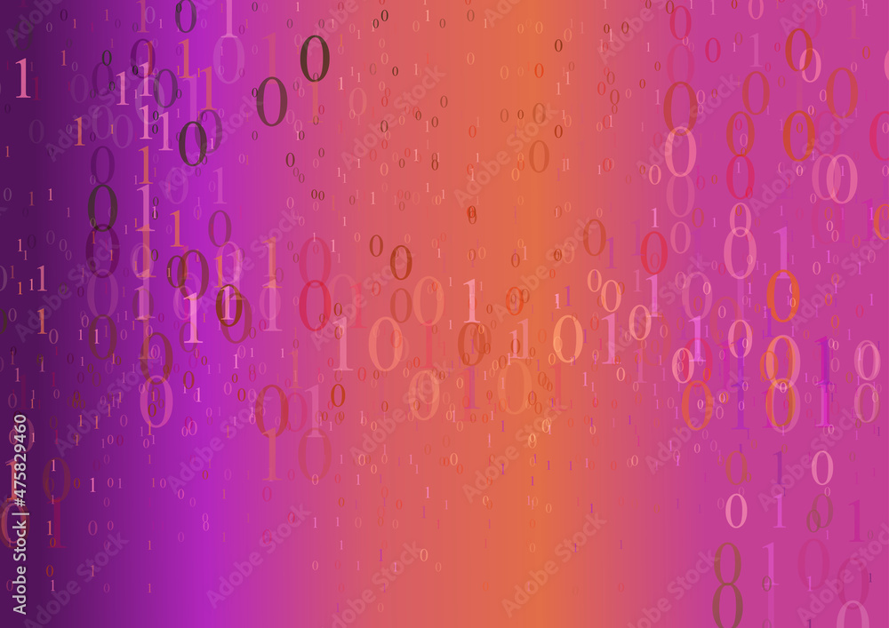 Binary Numbers One and Zero on Pink and Orange Gradient Background ...