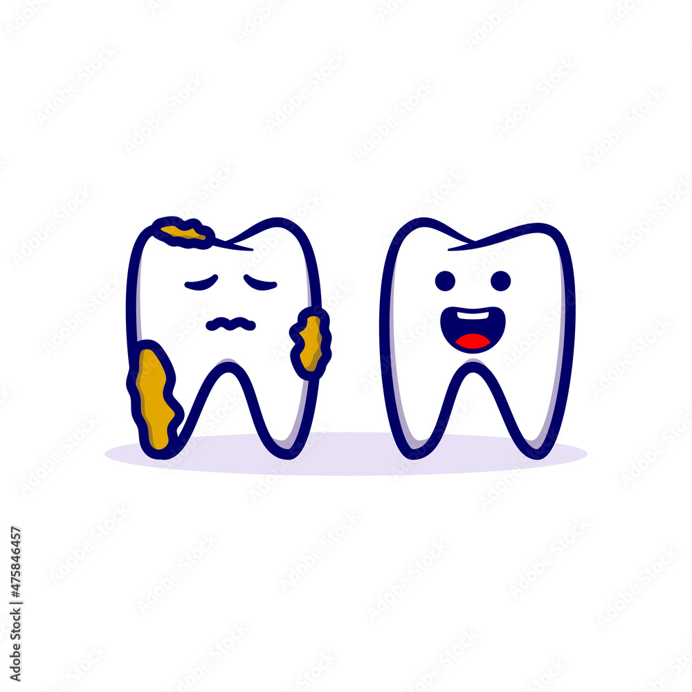 Healthy teeth and unhealthy teeth character icon illustration Stock ...