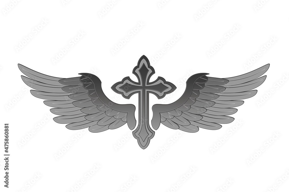wings vector solid illustration angle cross white background Stock ...