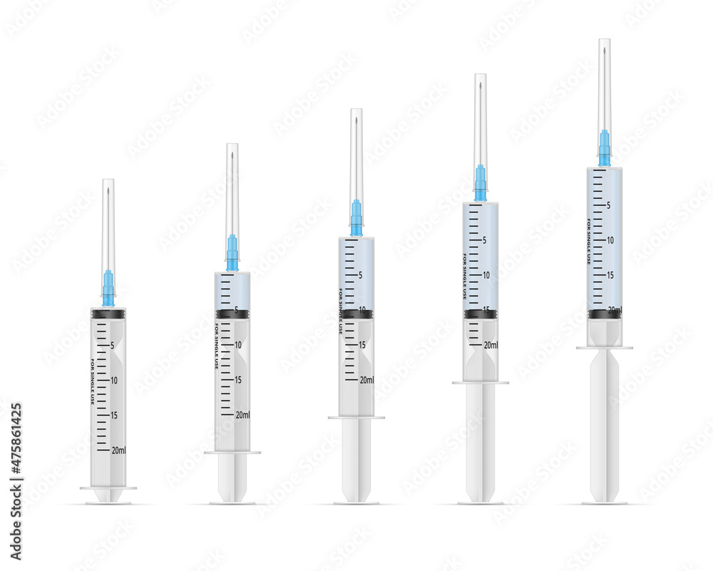 Filling injection syringe collection realistic vector set medical ...
