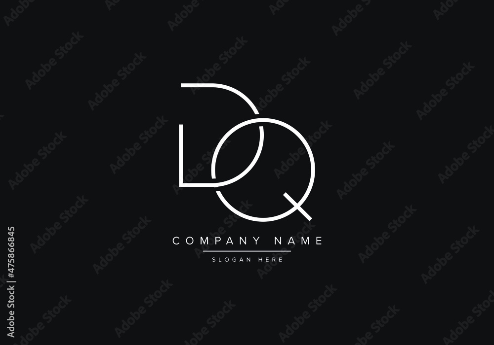 Initial letter DQ QD logo, minimalist line art monogram logo, black ...