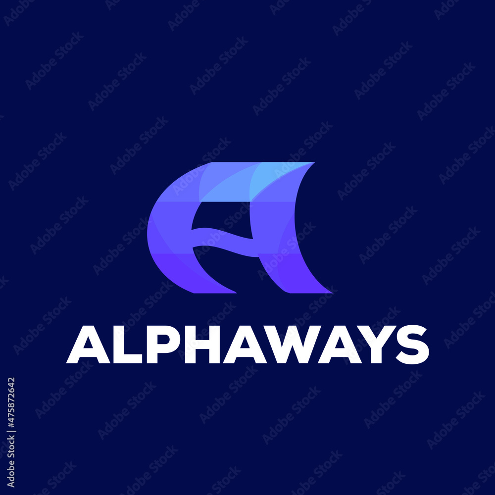 Letter A Blue Color Polygon Logo Design Template. Letter A Origami Logo ...