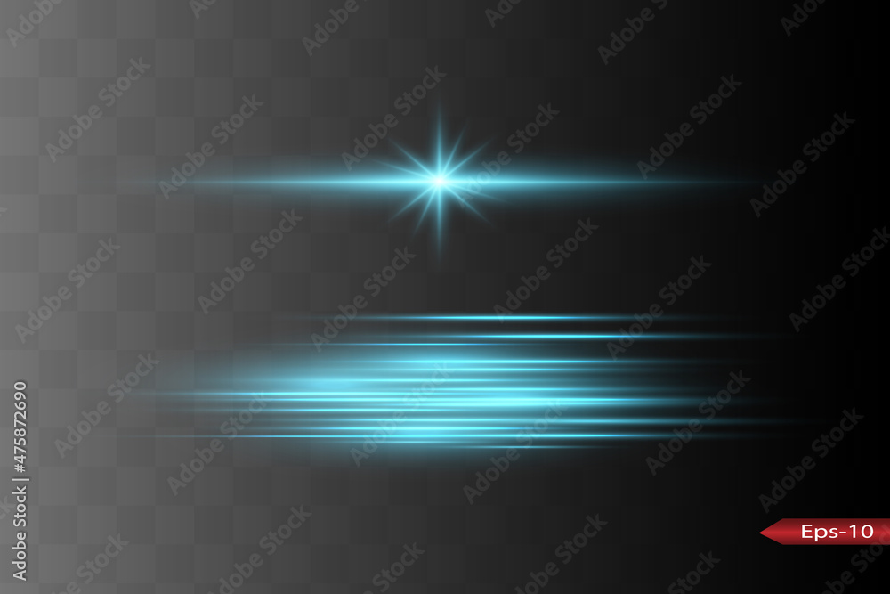 Abstract blue laser beam. Transparent isolated on black background ...