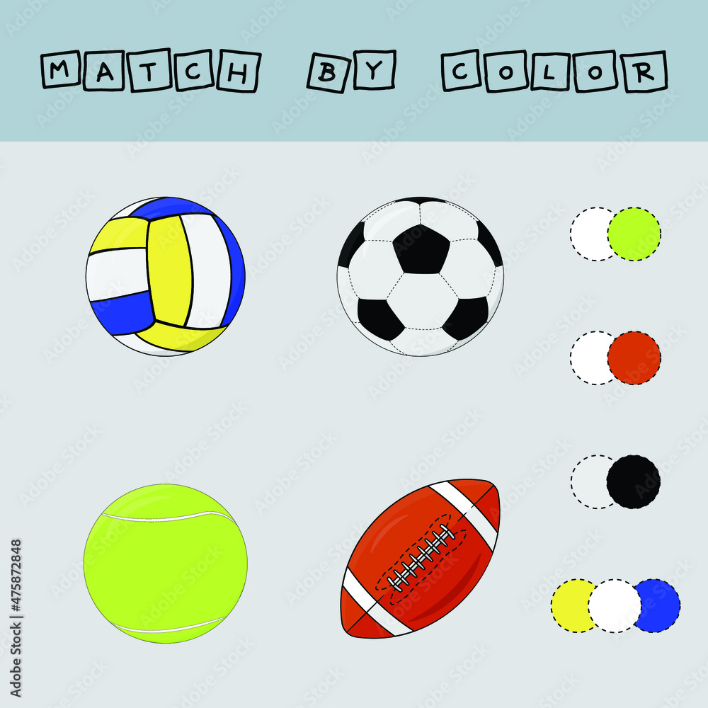 worksheet vector design, challenge to connect the balls with its color ...