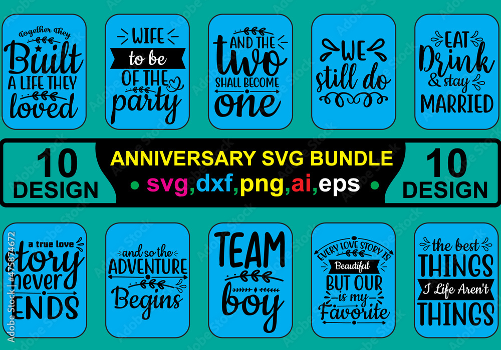anniversary svg bundle Stock Vector | Adobe Stock