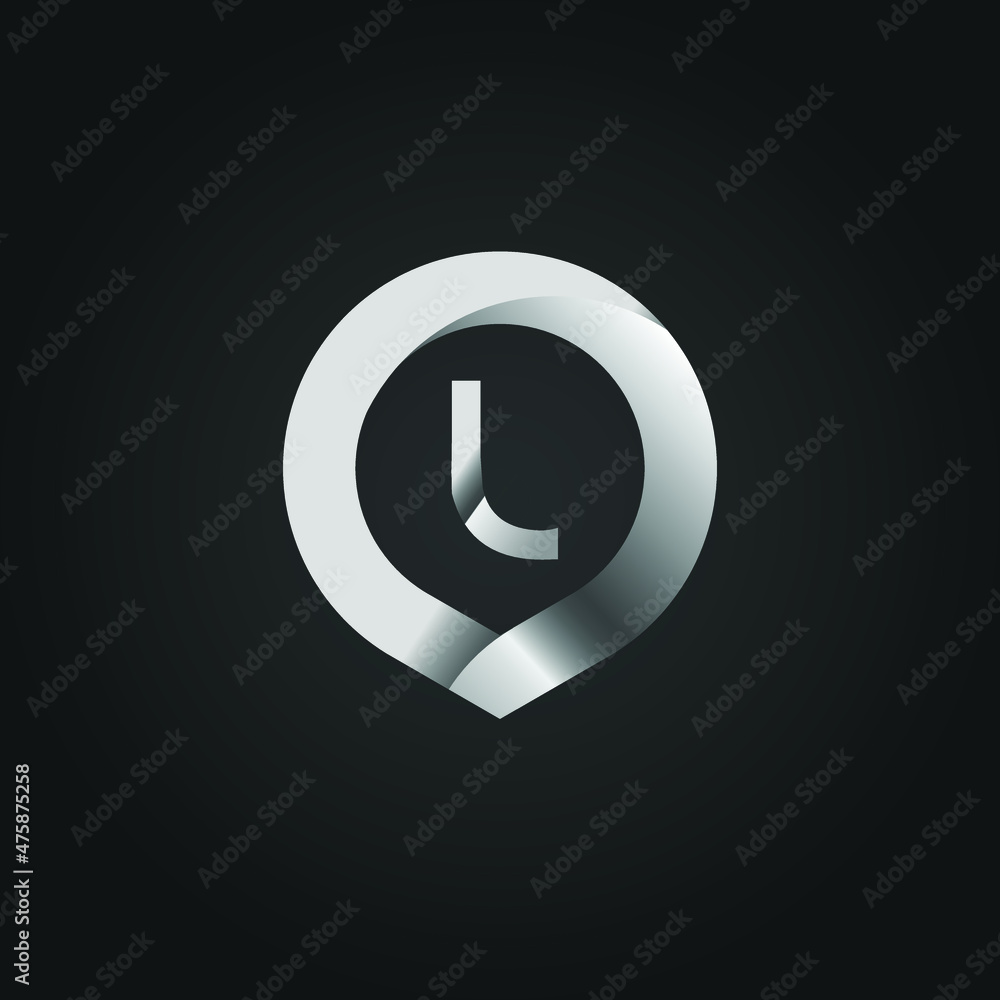 Silver Metallic Circle Letter L Logo Design. 3D Letter L Circle Logo ...