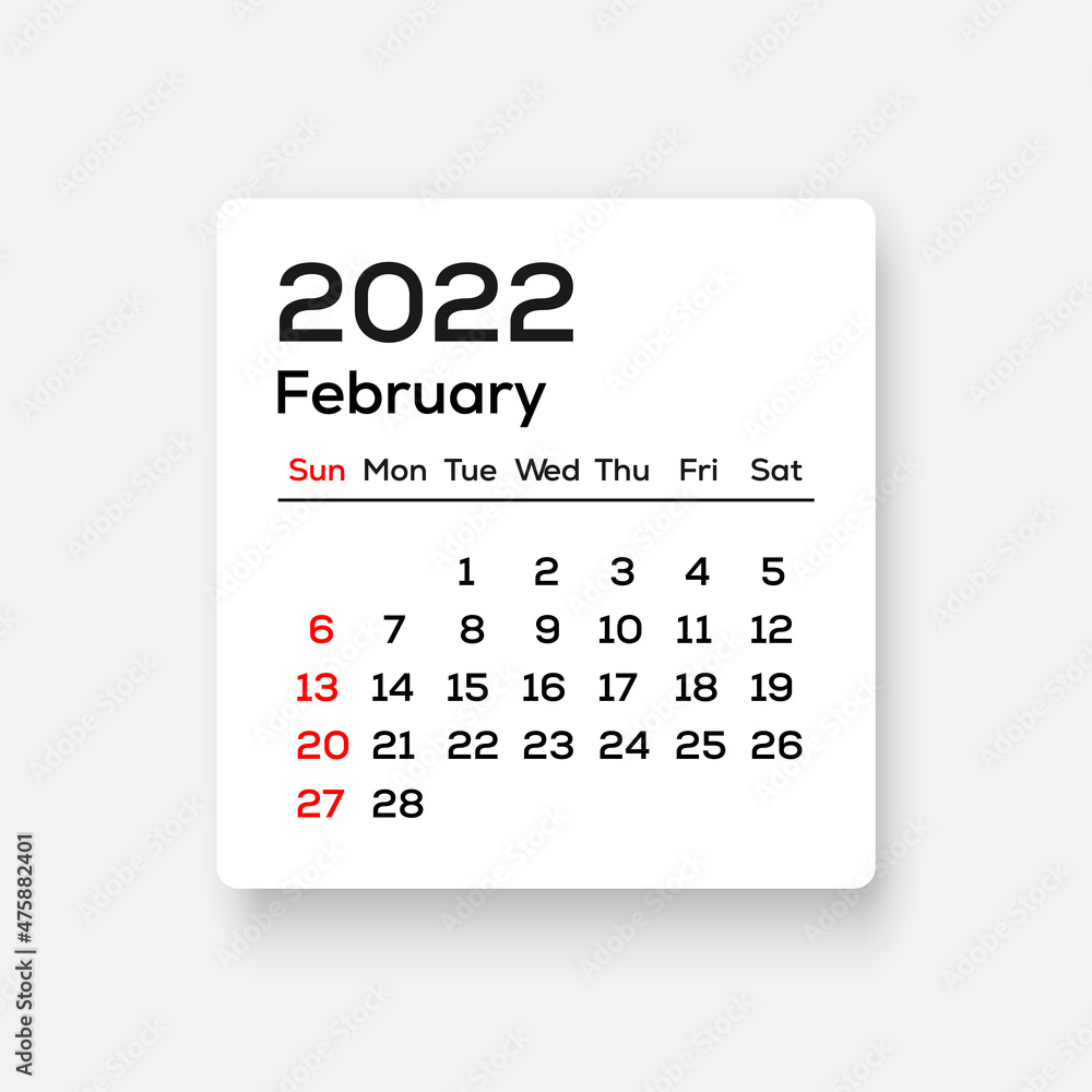 Calendar 2022 February Design