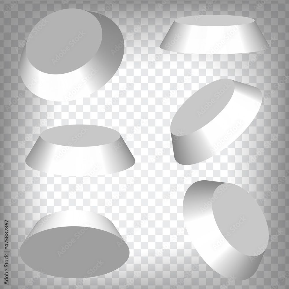 Photo & Art Print Set of perspective projections 3d truncated cones ...